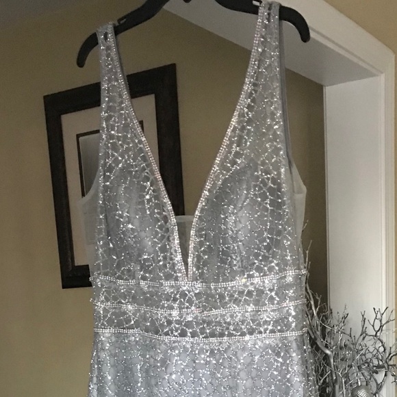 Dresses | Silver Sparkly Long Dress | Poshmark